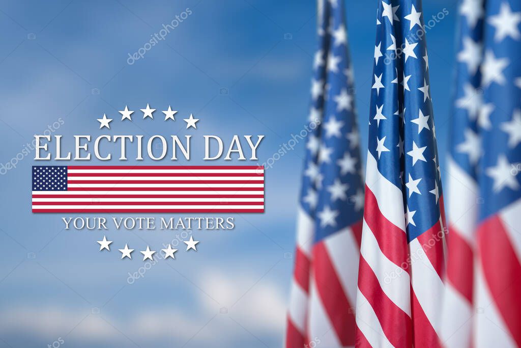 Text Election Day Tu Voto Importa with USA Bandera sobre el fondo de ...