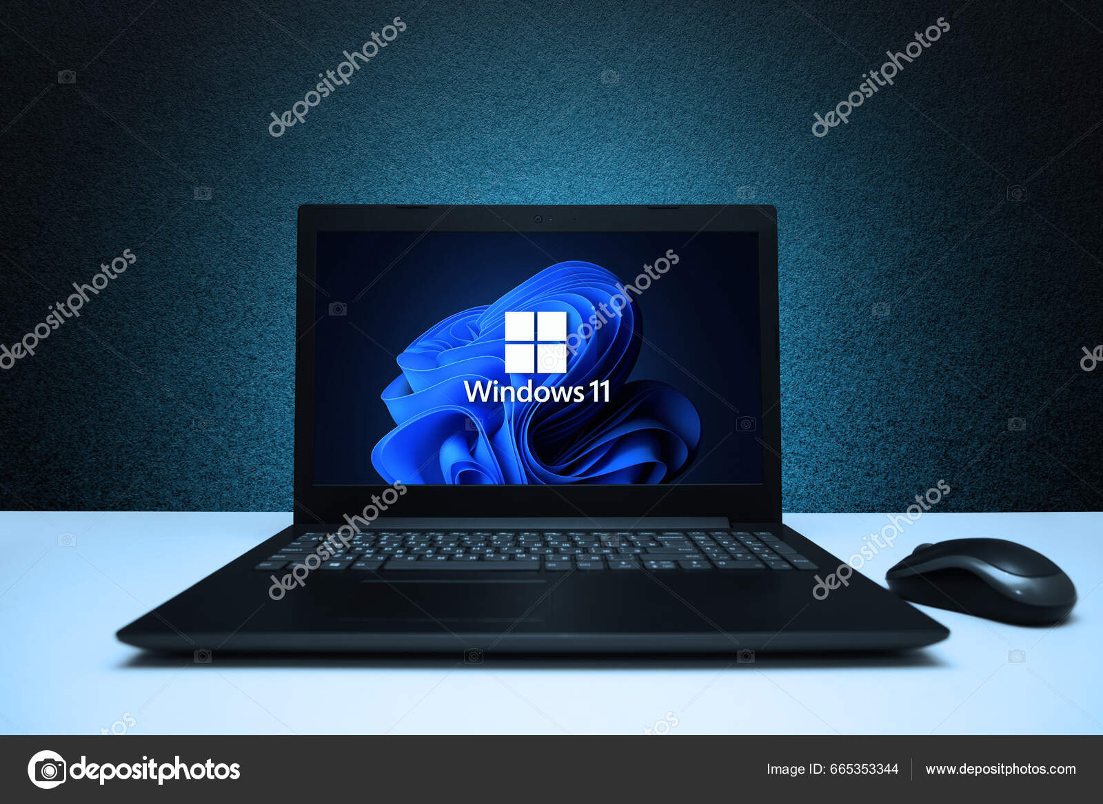 Windows Logo Screen Laptop Computer Mouse Black Textured Wall Blue ...