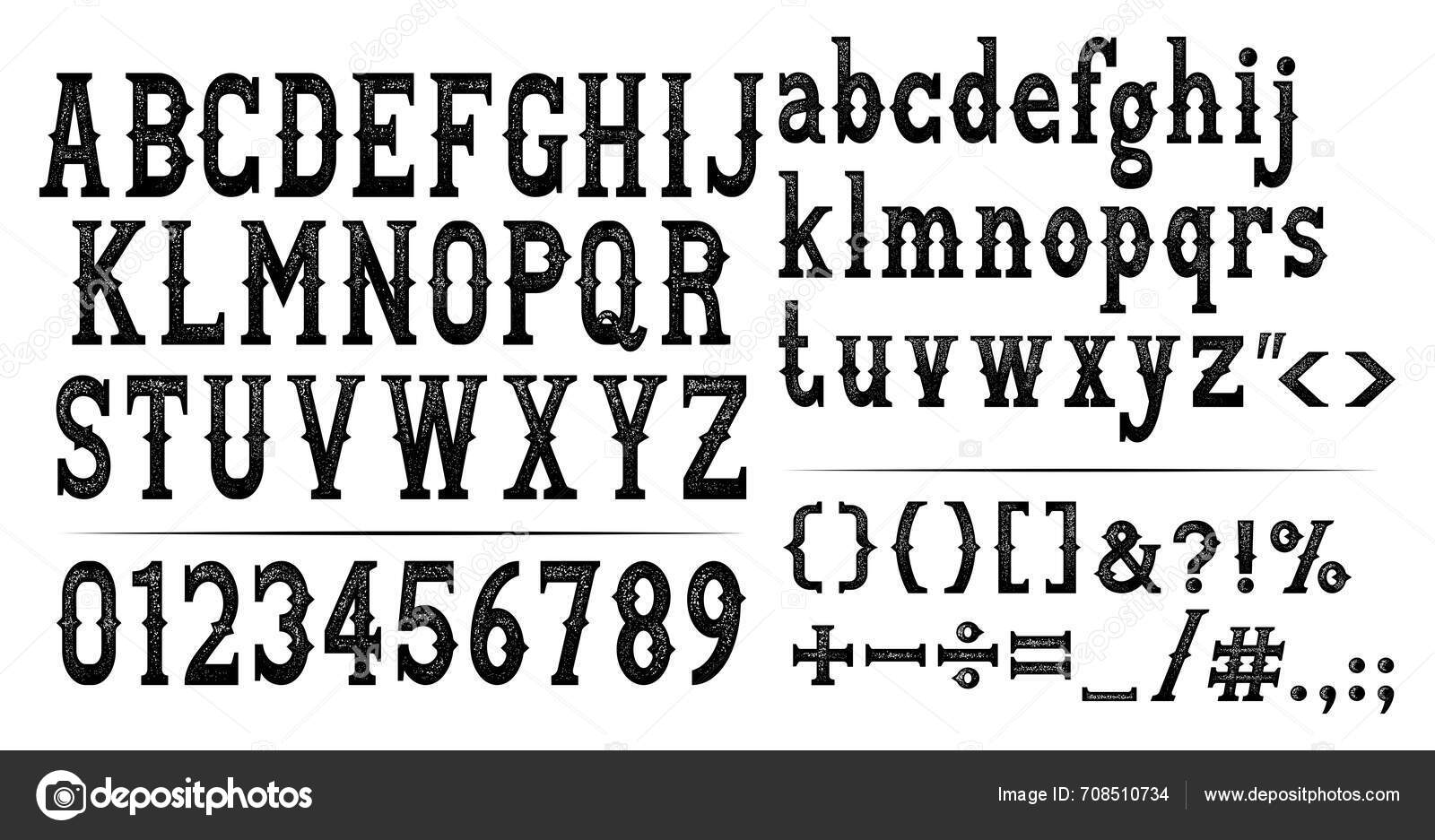Old Western Alphabet Letters Fuente Vector de stock #708510734 de ...
