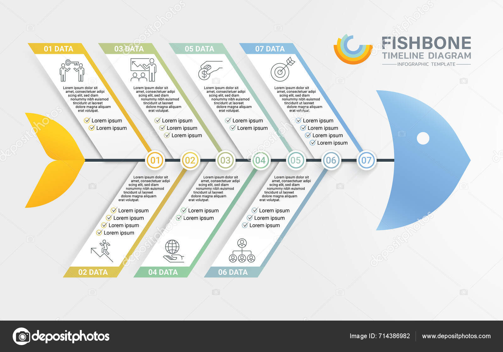 Plantillas Gráfico Gantt Línea Tiempo Diagrama Espina Pescado Vector de ...