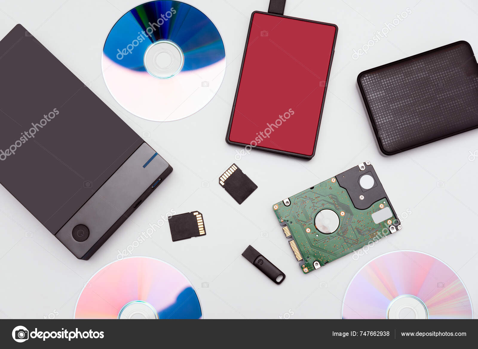 Multiple Storage Devices Pendrive Memory Cards Backup Data — Stock ...