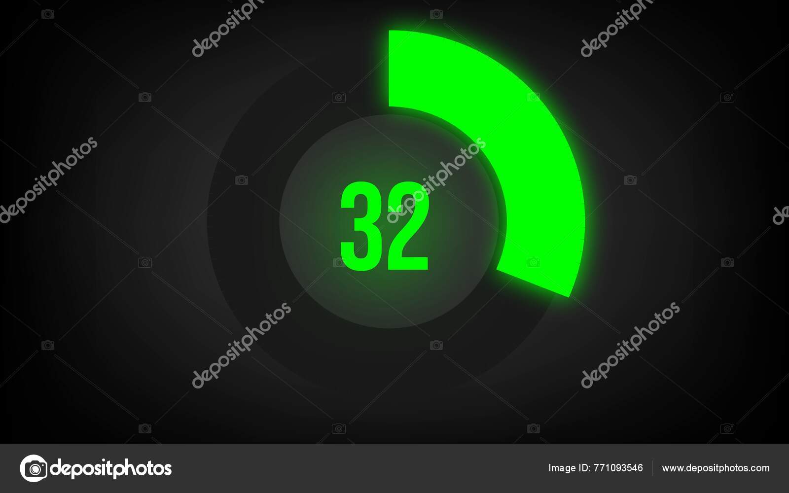 Numerical Counting Circular Progress Bar Bright Neon Green Light ...
