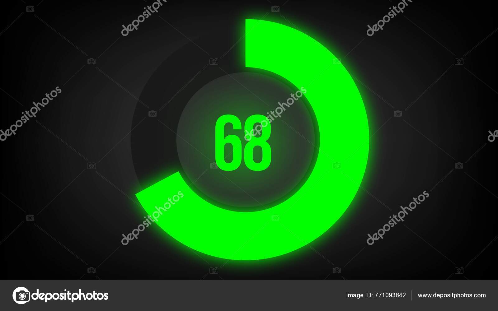 Numerical Counting Circular Progress Bar Bright Neon Green Light ...