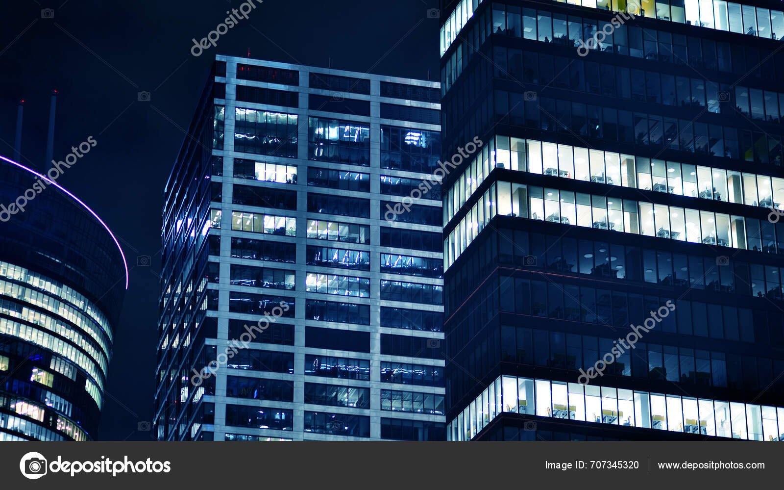 Office Buildings Night Night Architectural Buildings Glass Facade ...