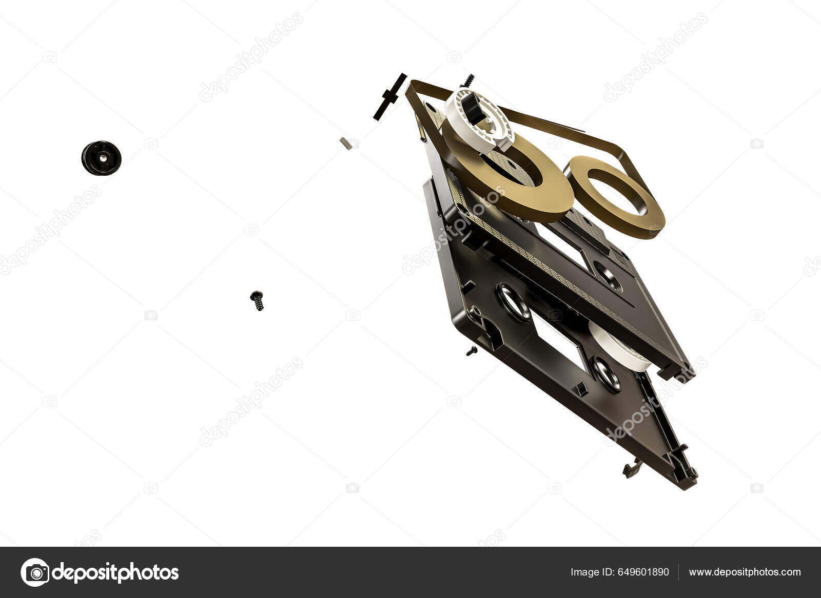 Cassette Tape Smashed Isolated White Background Illustration Stock ...