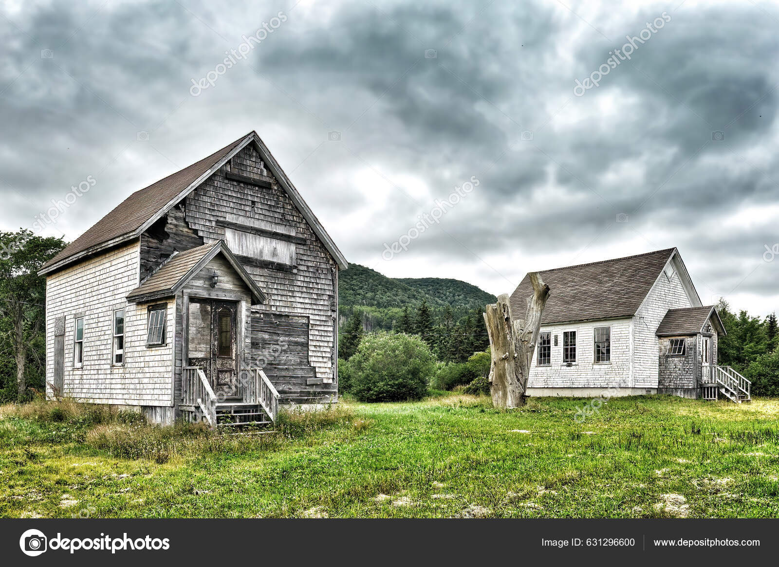Old Decrepit Abandoned Buildings Country Dramatic Sky Stock Photo by ...