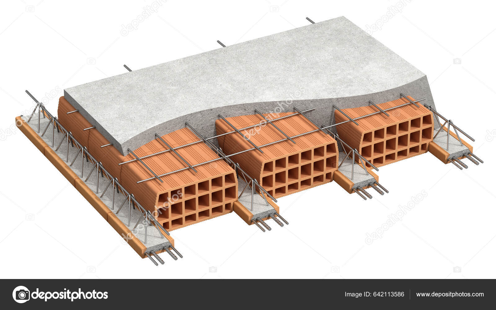 Hollow Clay Floor Slab Block System Cross Section Isolated White ...