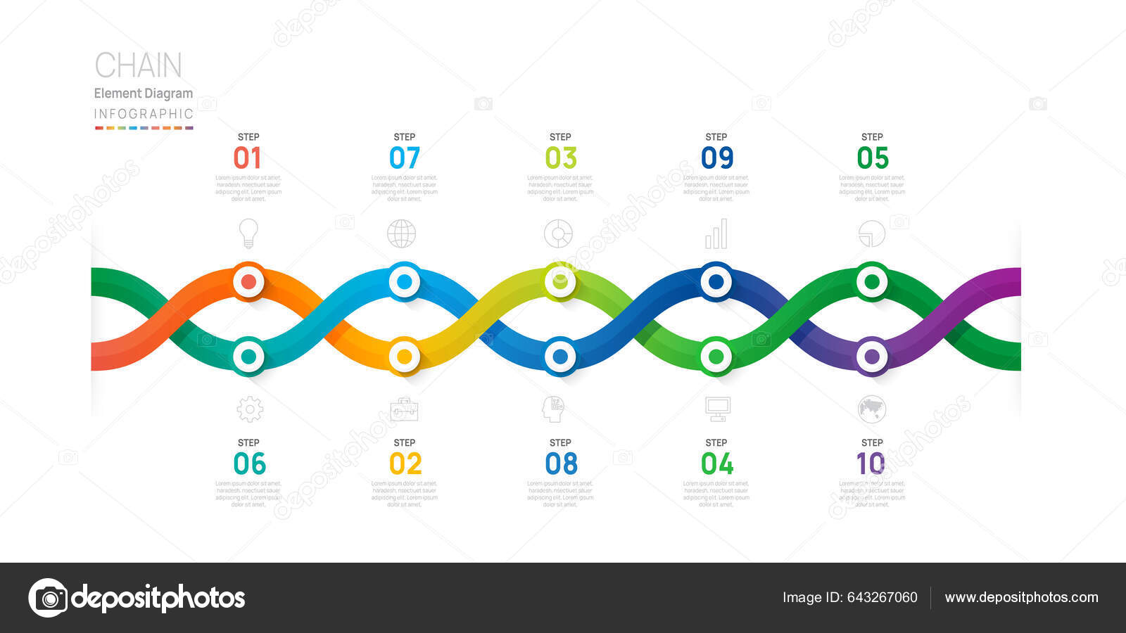 Infographic Chain Template Business 10Steps Modern Timeline Element ...
