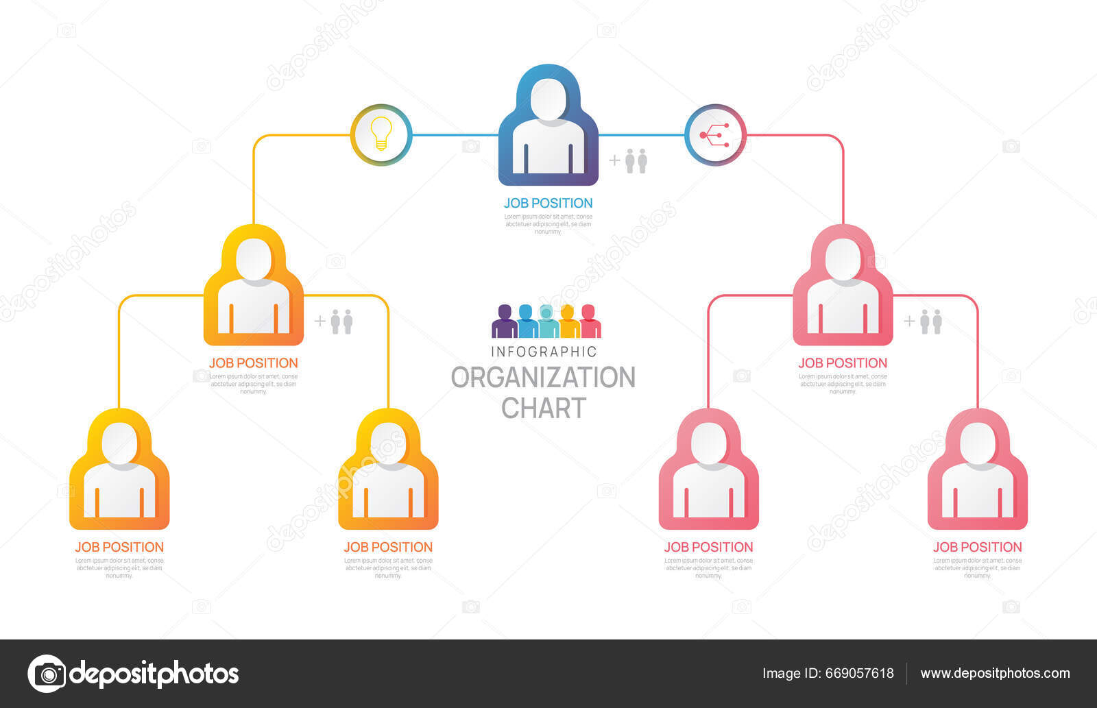 Infografik Vorlage Für Organigramm Mit Business Avatar Symbolen Vektor ...