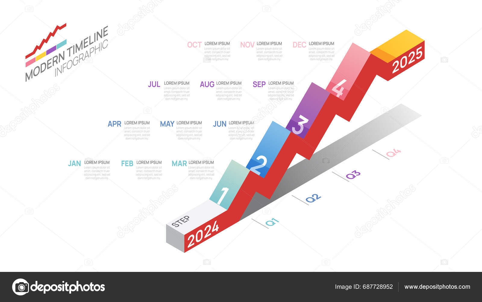 Företag Isometrisk Tidslinje Infographic Pil Mall Modern Milstolpe ...