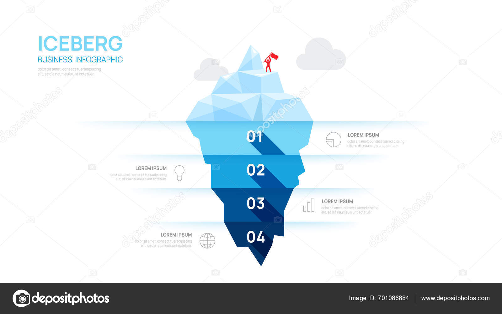 Iceberg Infographic Template Business Modern Steps Success Presentation ...