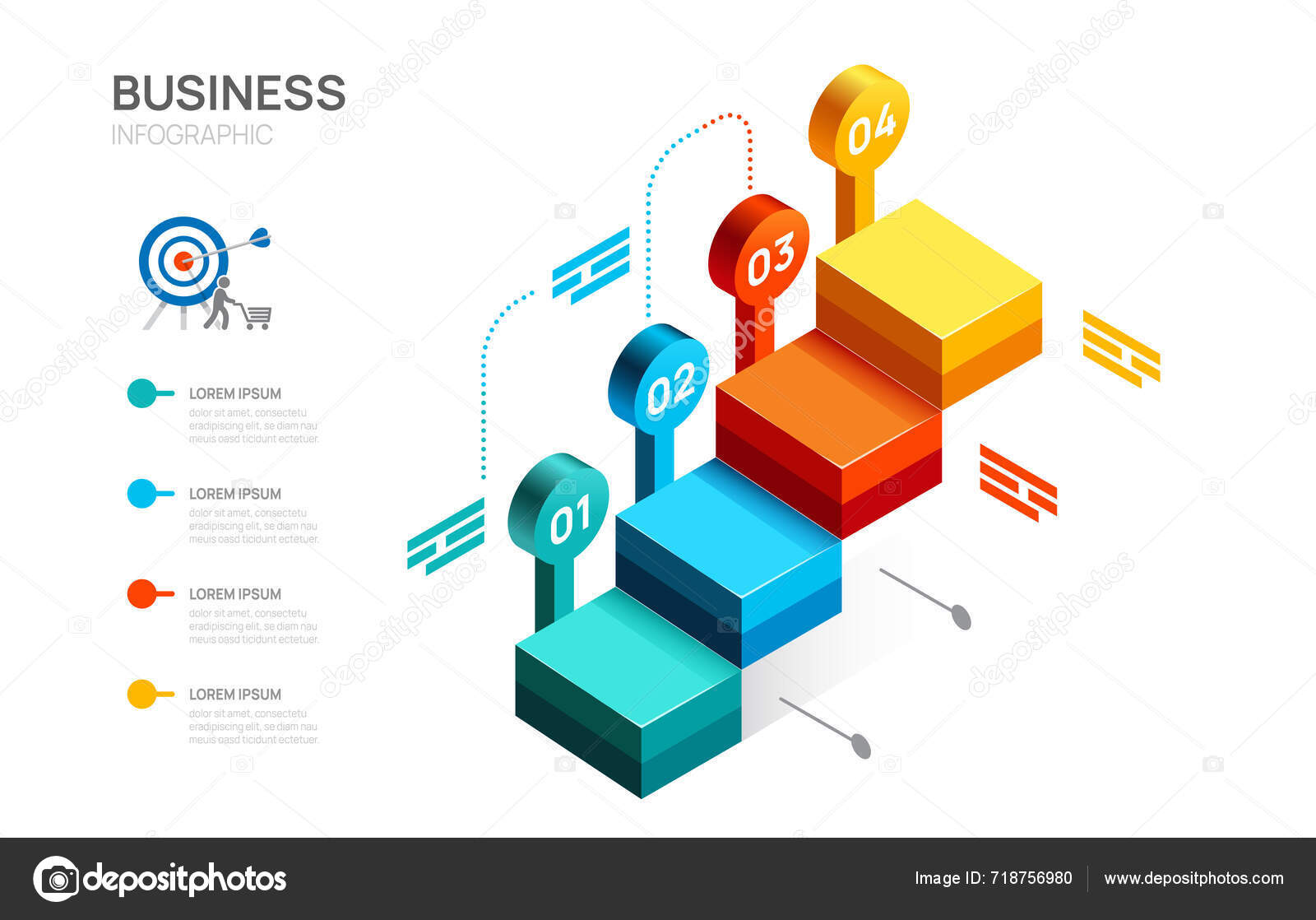 Four Steps Section Infographic Diagram Template Presentation Vector ...
