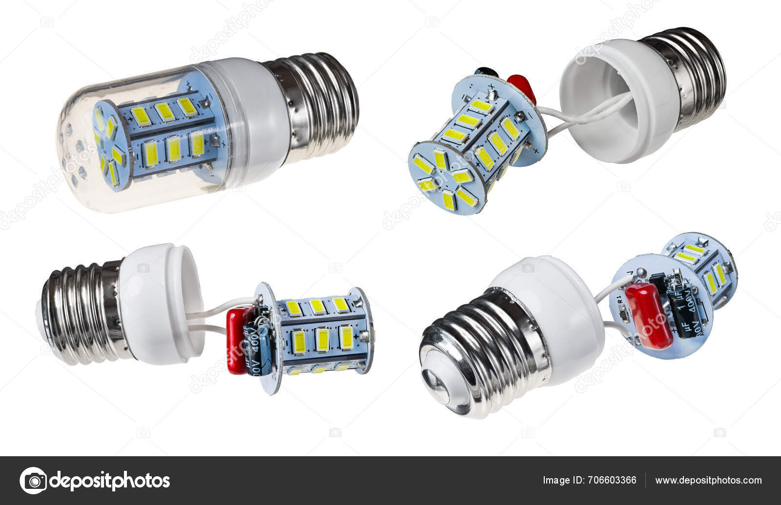 Set Whole Electric Led Lamp Its Internal Parts Isolated White — Stock ...