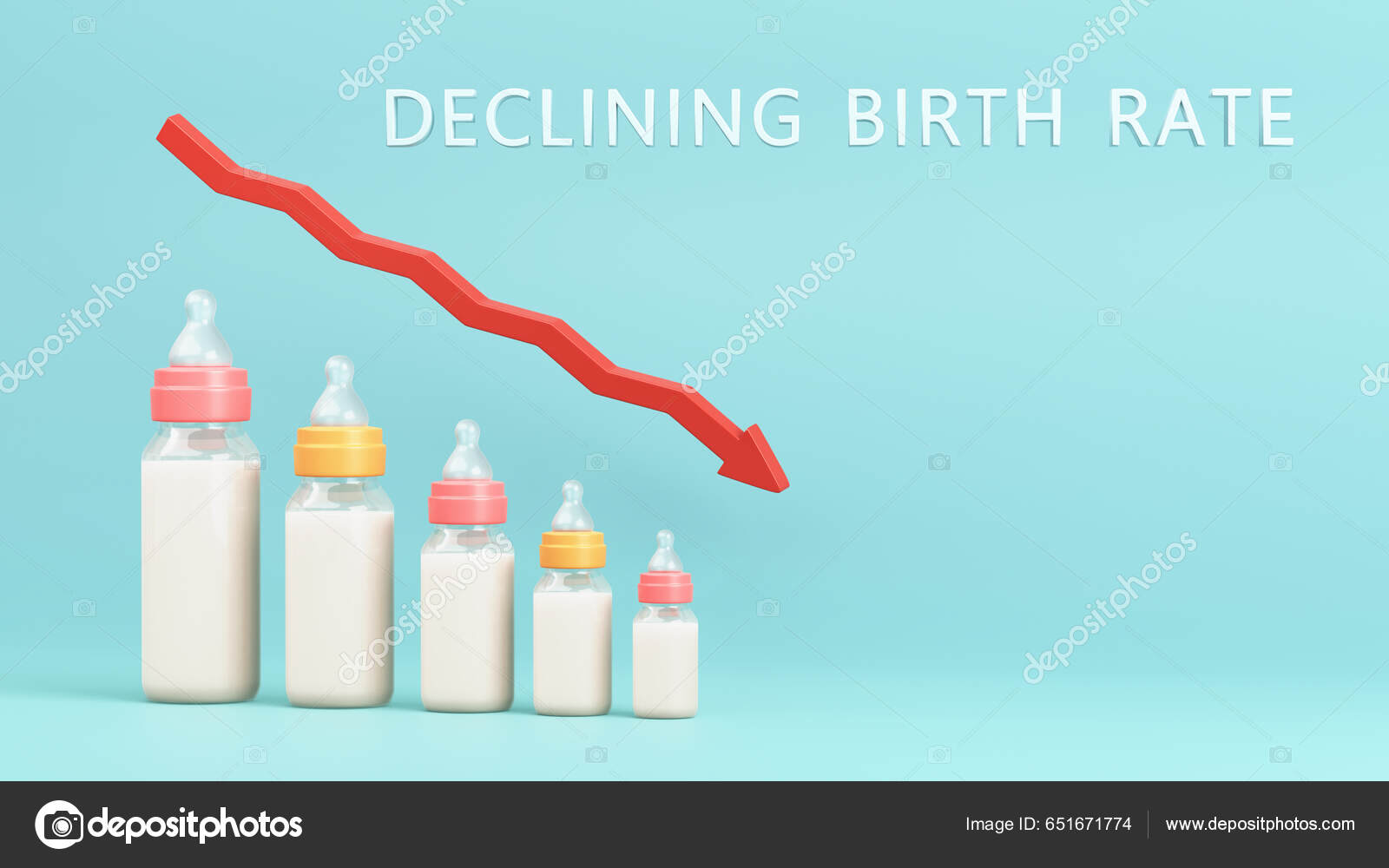 Fertility Decline Concept Depopulation Demographic Crisis Baby Bottles ...