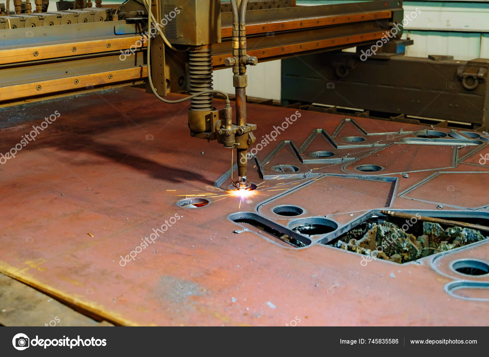 Laser Cutting Machine Shaping Metal Sheets Industrial Workshop Laser ...