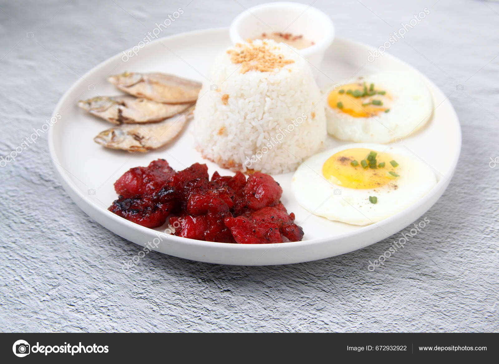 Photo Freshly Cooked Filipino Food Called Tocilog Cured Pork Served ...