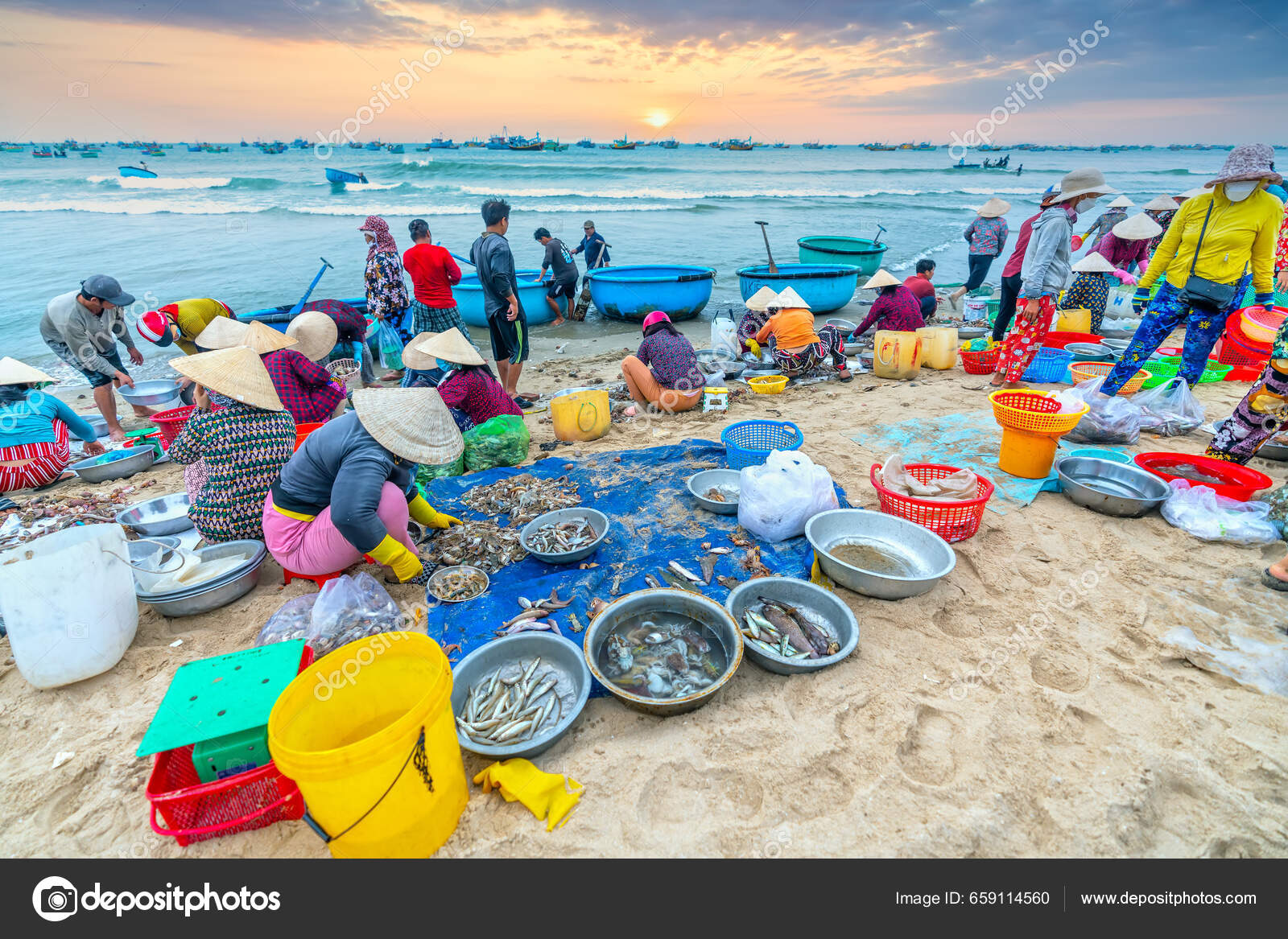 Mui Vietnam July 1St 2022 Mui Fish Market Morning Coastal — Stock ...