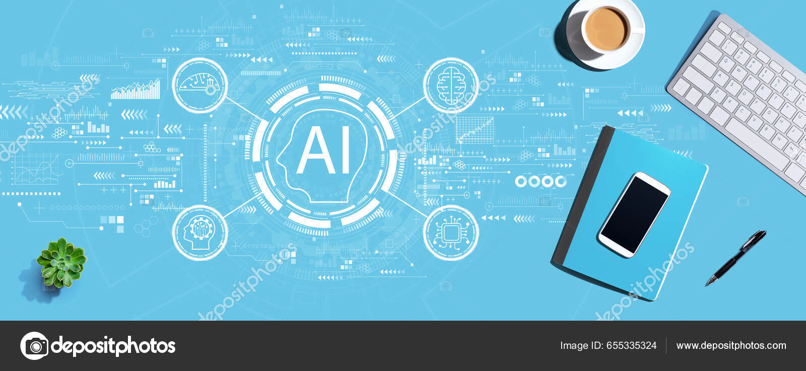 Concept Computer Keyboard Office Items — Stock Photo © Melpomene #655335324