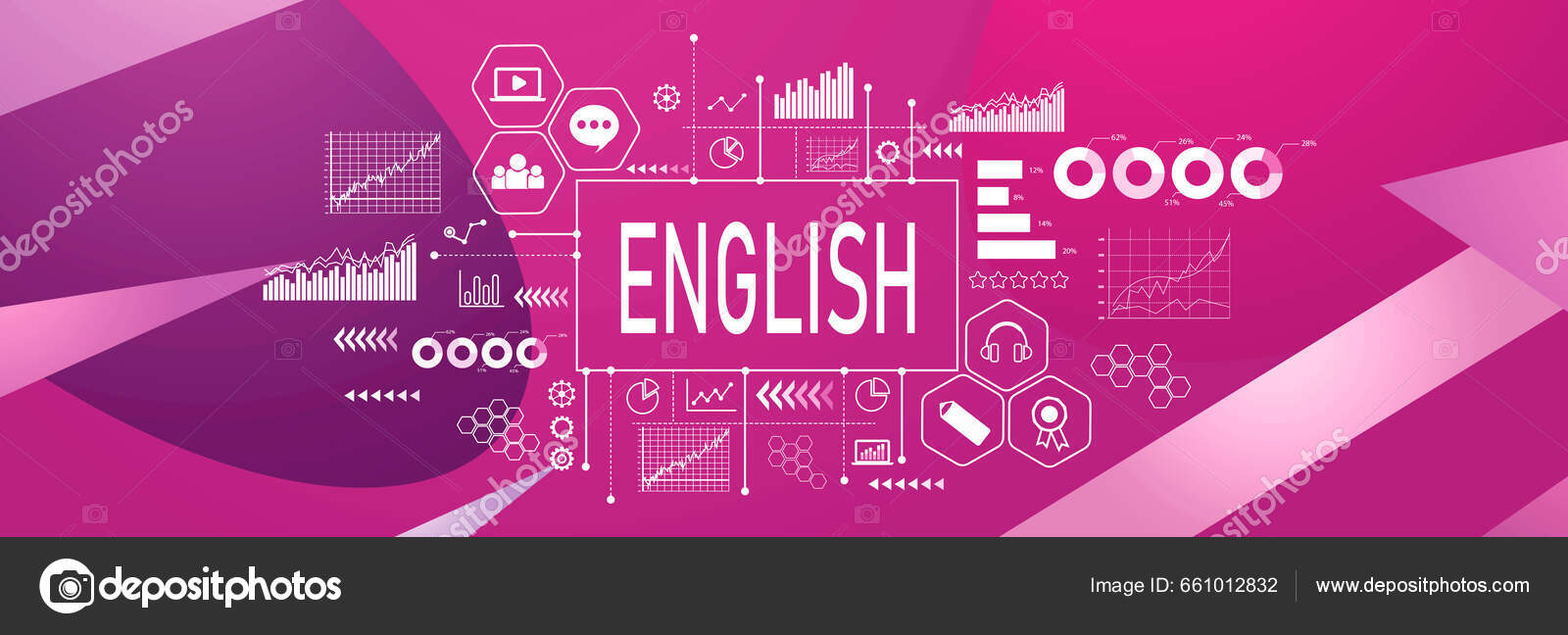 Learning English Concept Geometric Pattern Background — Stock Photo ...