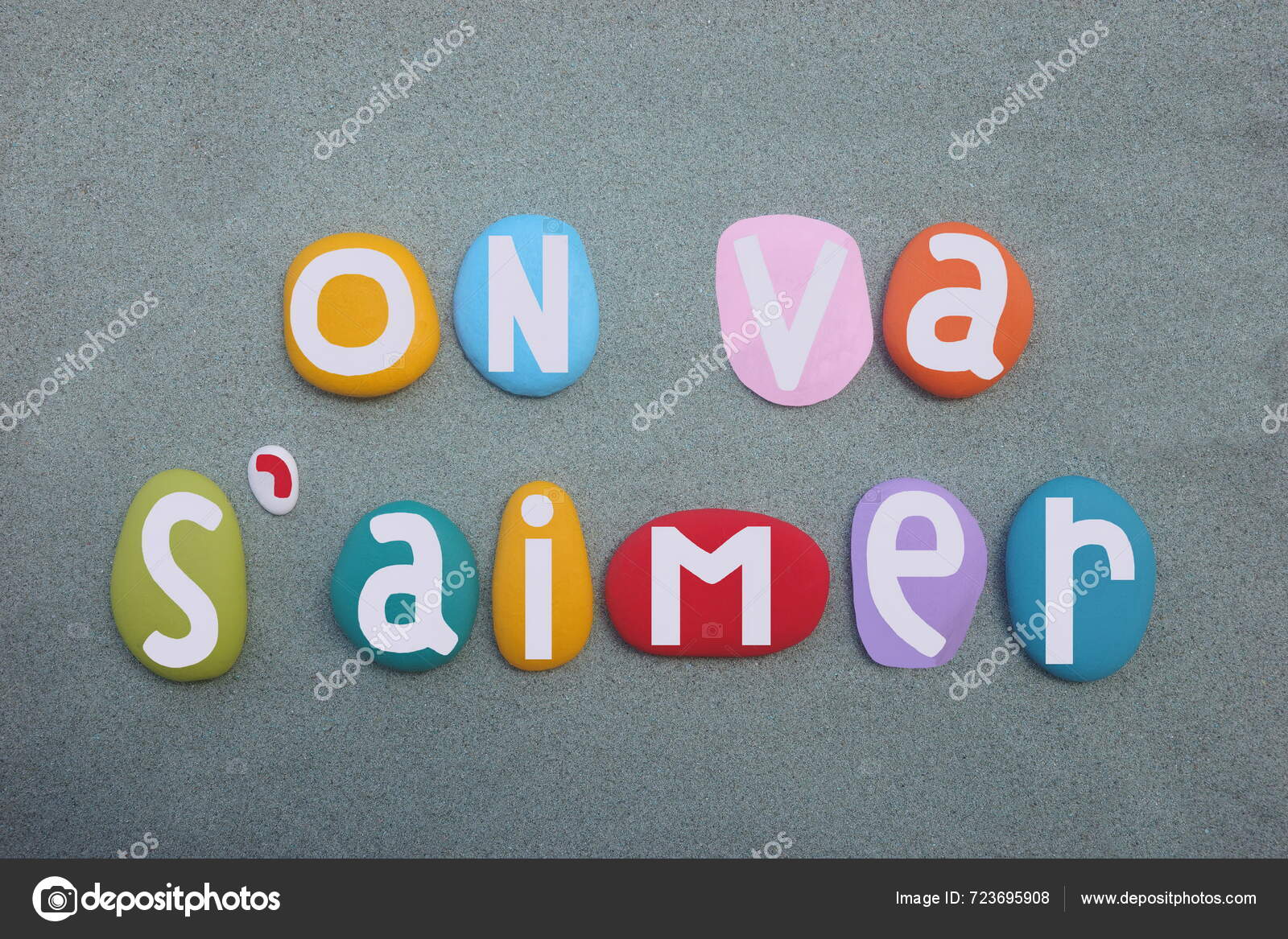 S'aimer Meaning Love Each Other Composed Hand Painted Stone Letters ...