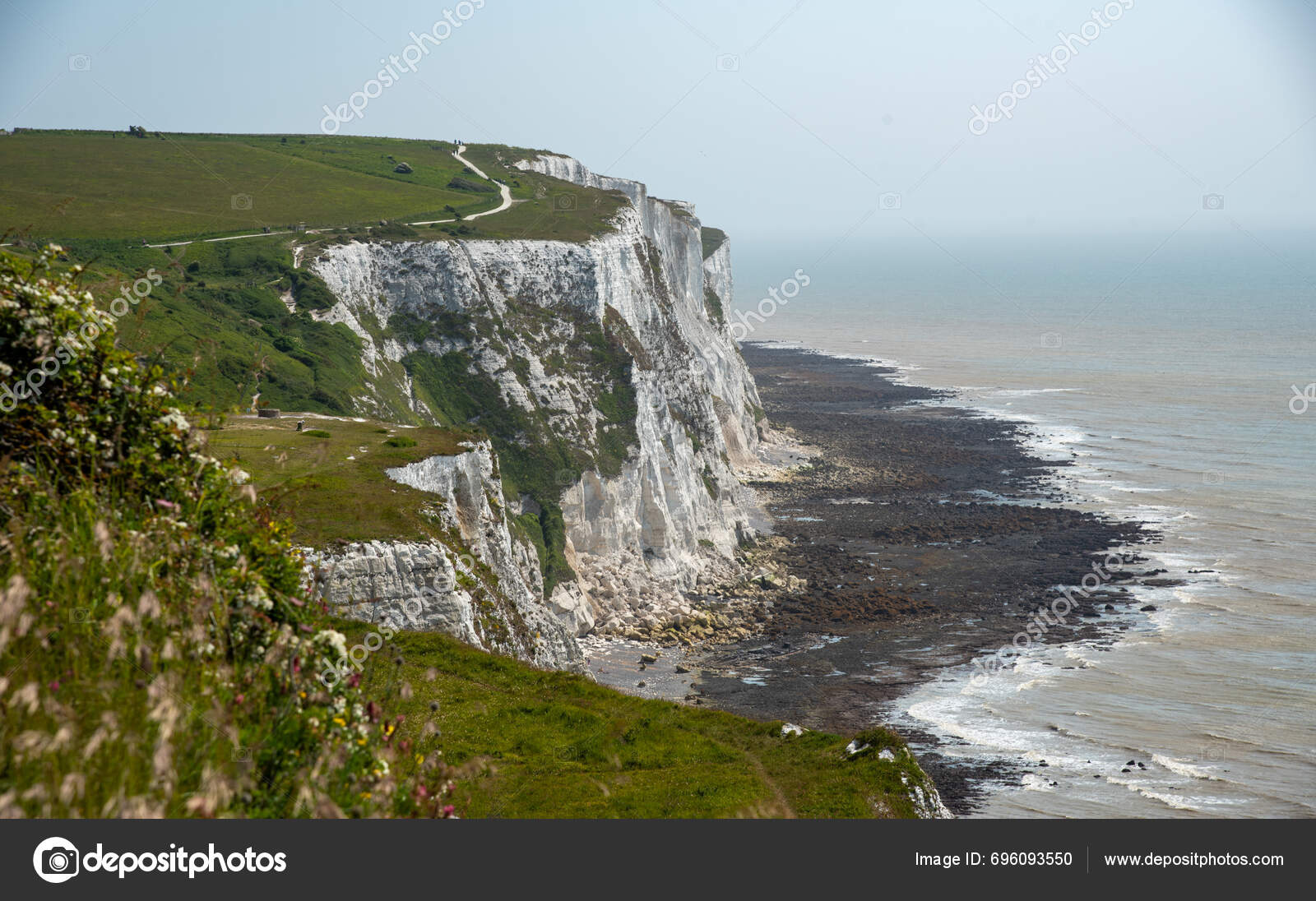 White Cliffs Dover National Trust Park Footpath Hiking White Chalk ...