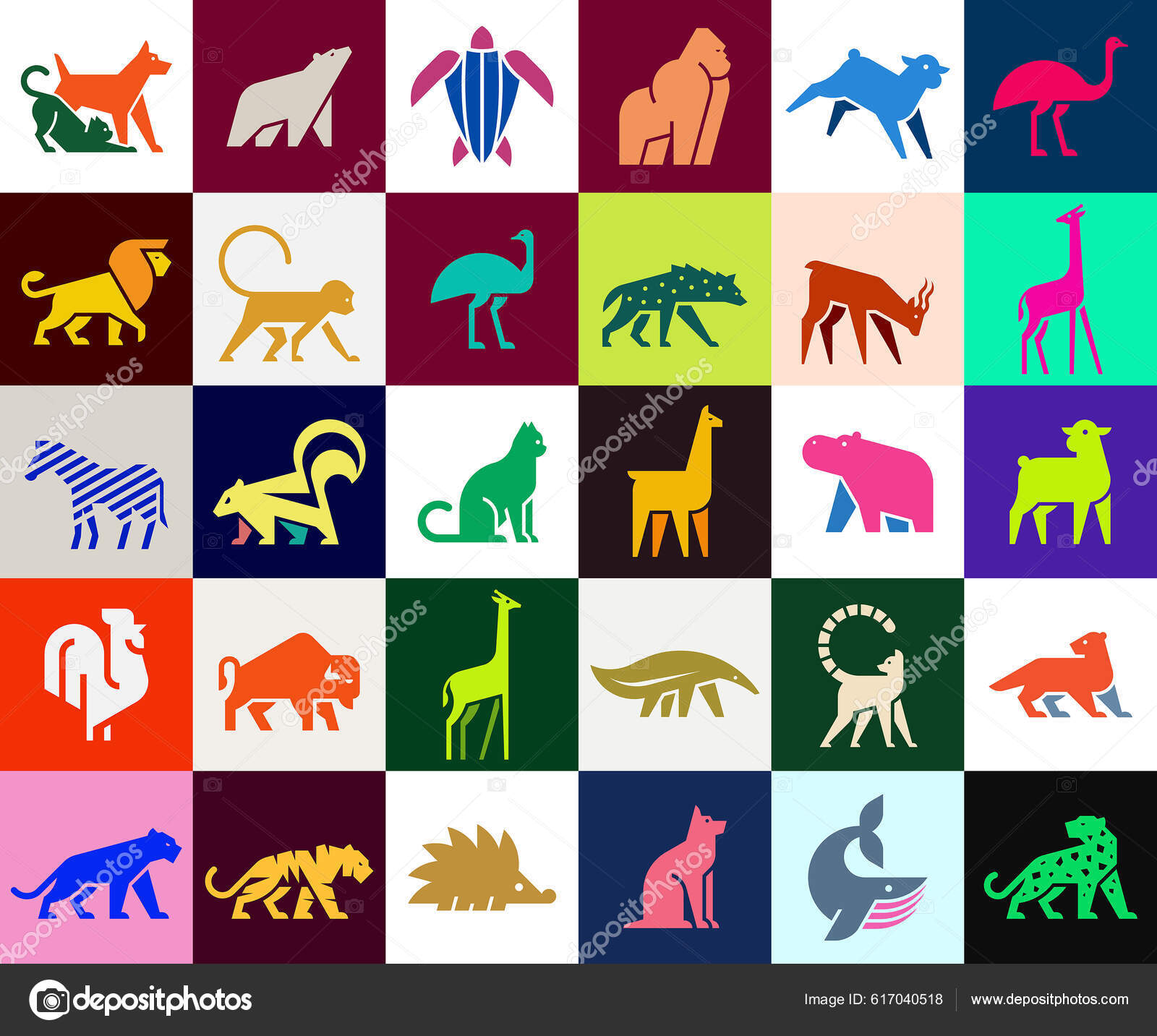 Colección Logos Animales Logotipo Animal Aislado Sobre Fondo Blanco ...