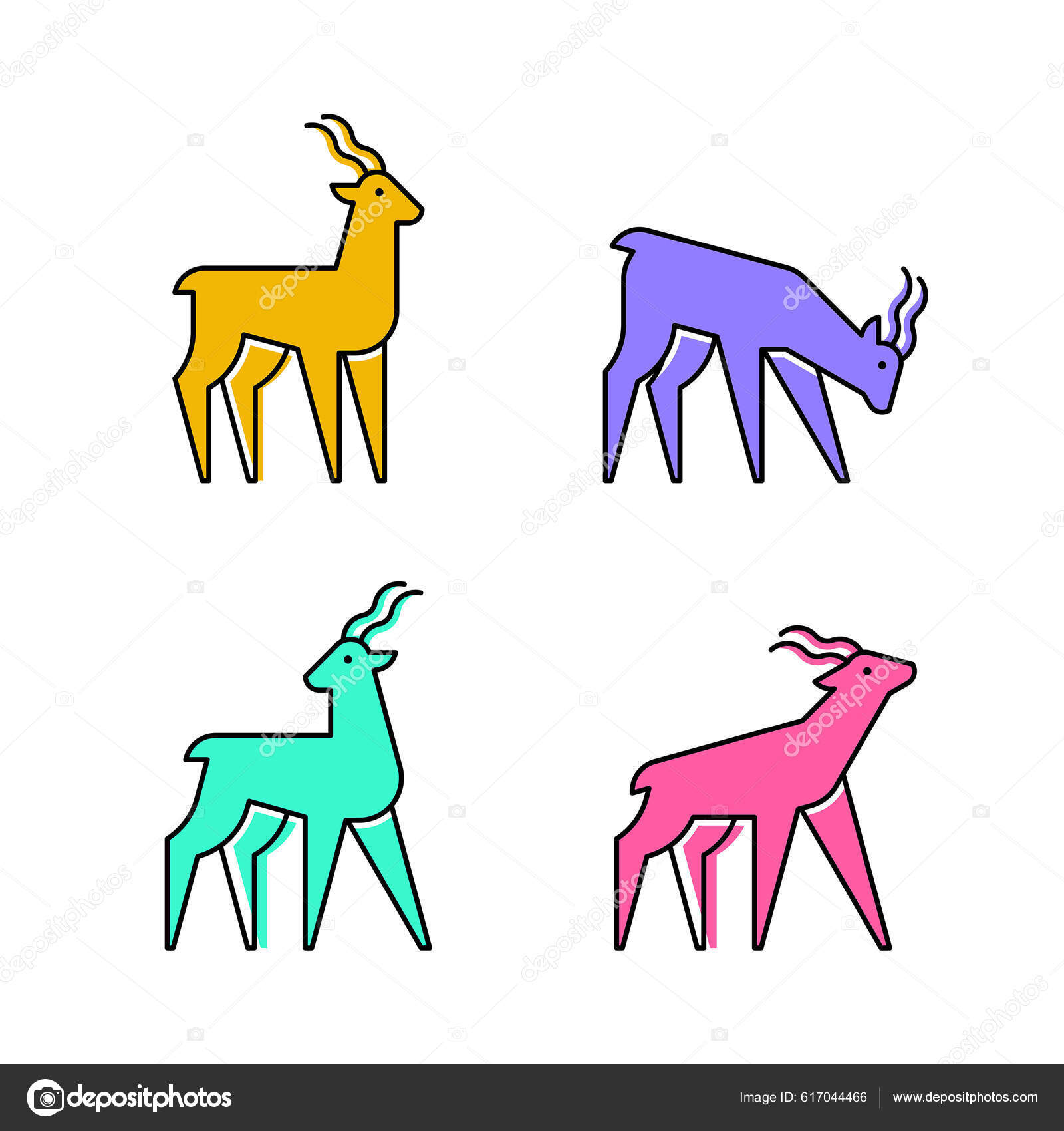 Set Kudu Kudu Logo Icon Design Template Elements Stock Vector by ...