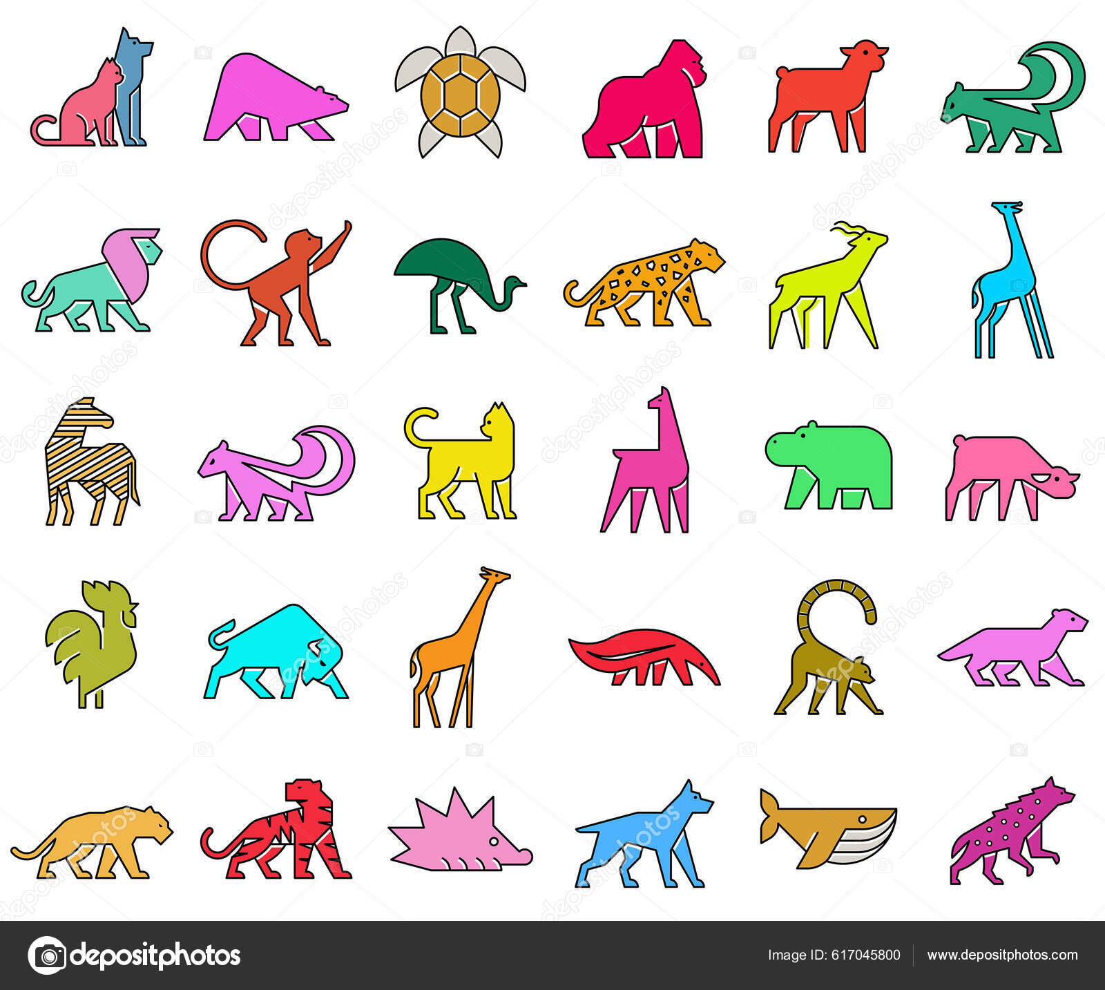 Colección Logos Animales Logotipo Animal Aislado Sobre Fondo Blanco ...