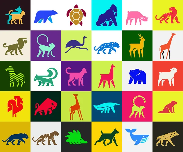 Colección Logos Animales Logotipo Animal Aislado Sobre Fondo Blanco ...