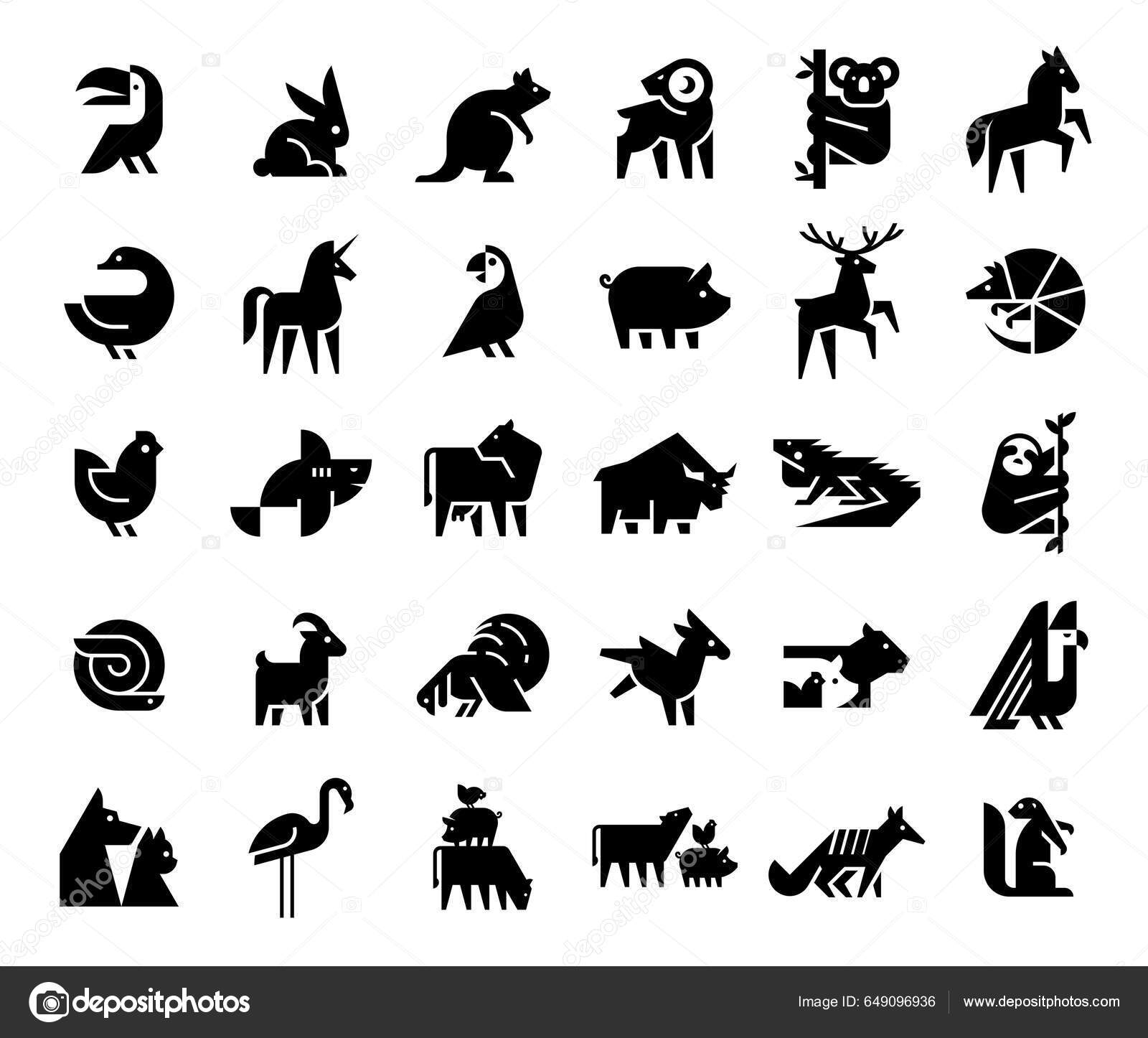 Koleksi Logo Hewan Set Logo Hewan Logo Abstrak Geometris Desain Vektor ...
