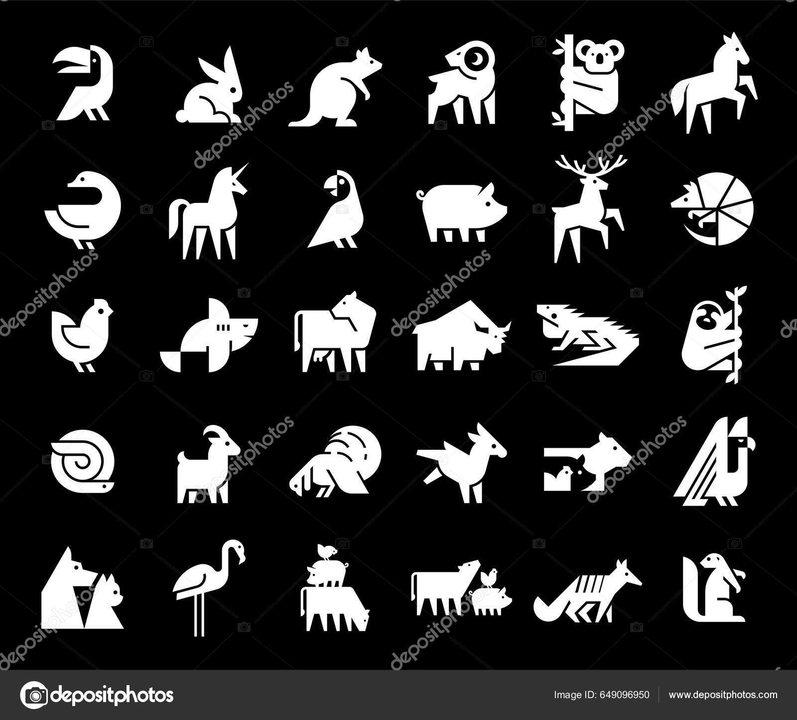 Koleksi Logo Hewan Set Logo Hewan Logo Abstrak Geometris Desain Vektor ...