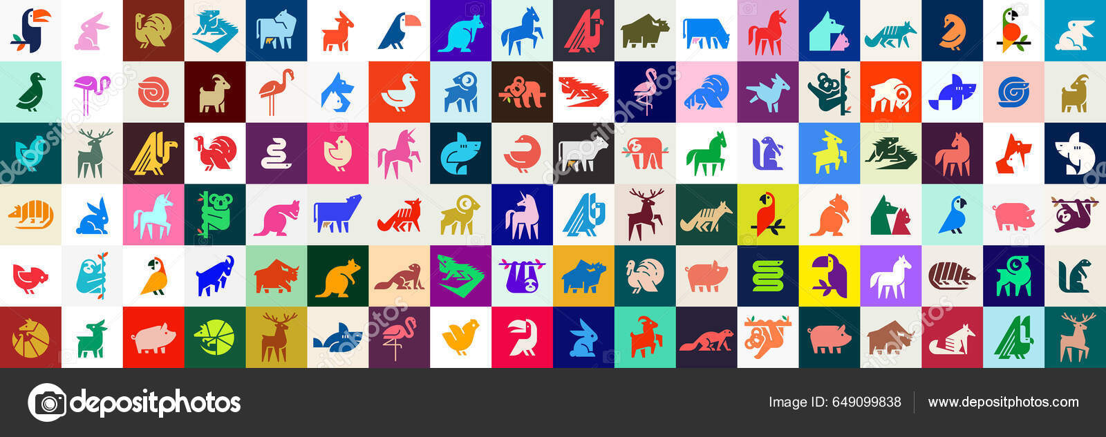 Animals Logos Sammlung Animal Logo Set Vorhanden Geometrisch Abstrakte ...