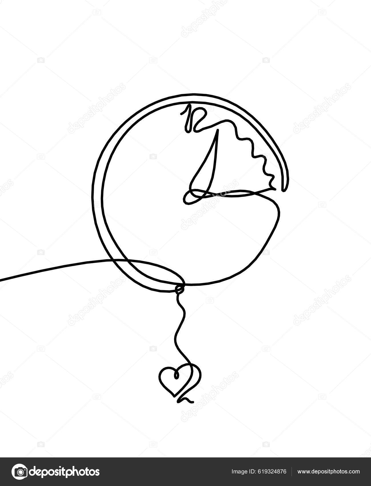 Abstract Clock Heart Line Drawing White Background Stock Vector by ©sun ...