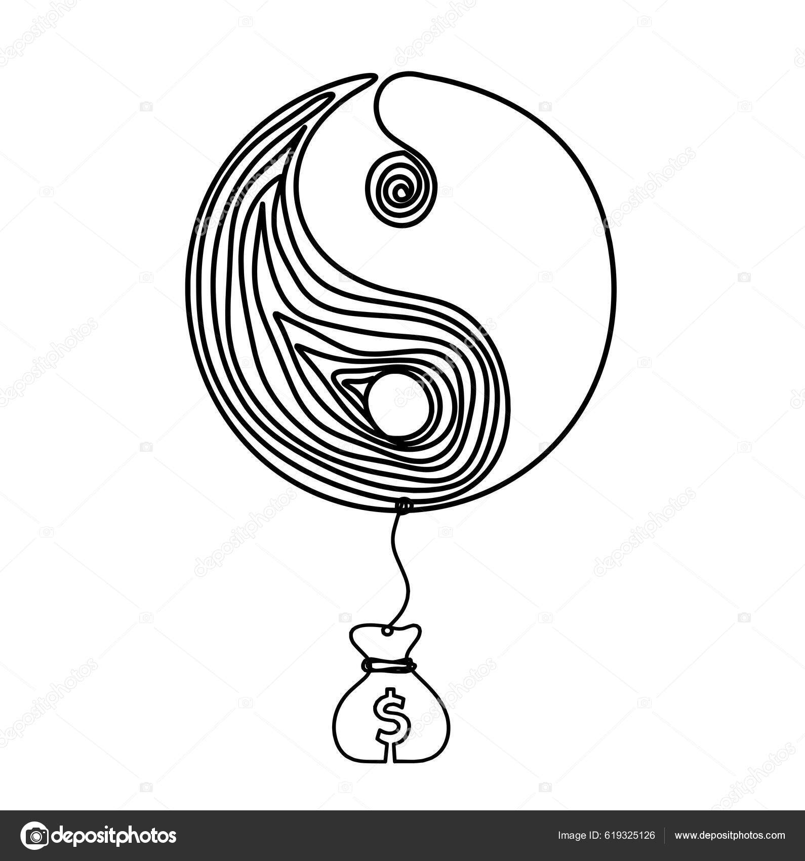 Sign Yin Yang Dollar Line Drawing White Background Stock Vector by ©sun ...