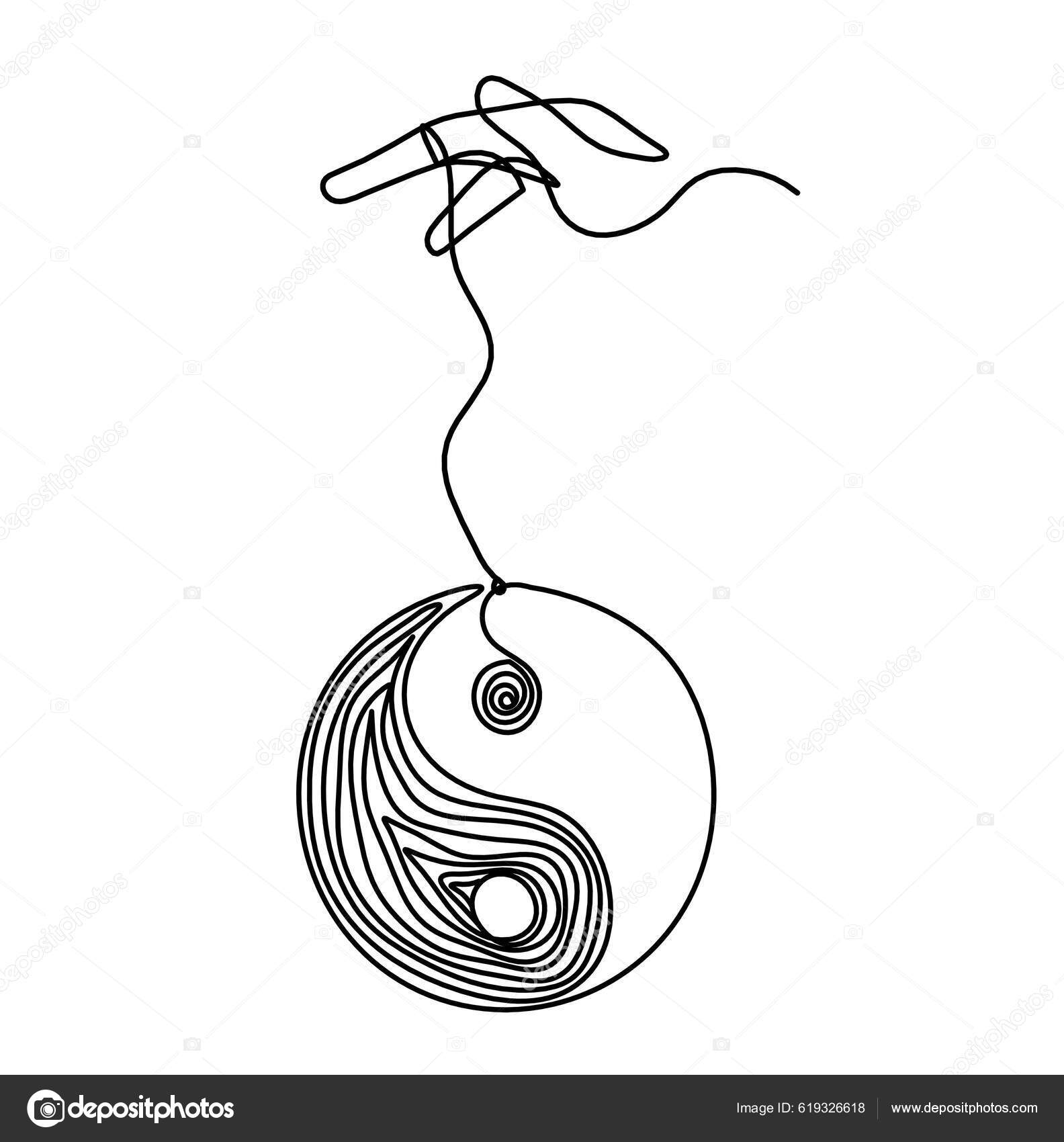 Sign Yin Yang Hand Line Drawing White Background Stock Vector by ©sun ...
