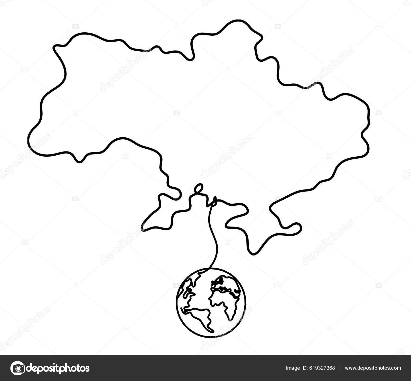 Map Ukraine Globe Line Drawing White Background Stock Vector Image by ...
