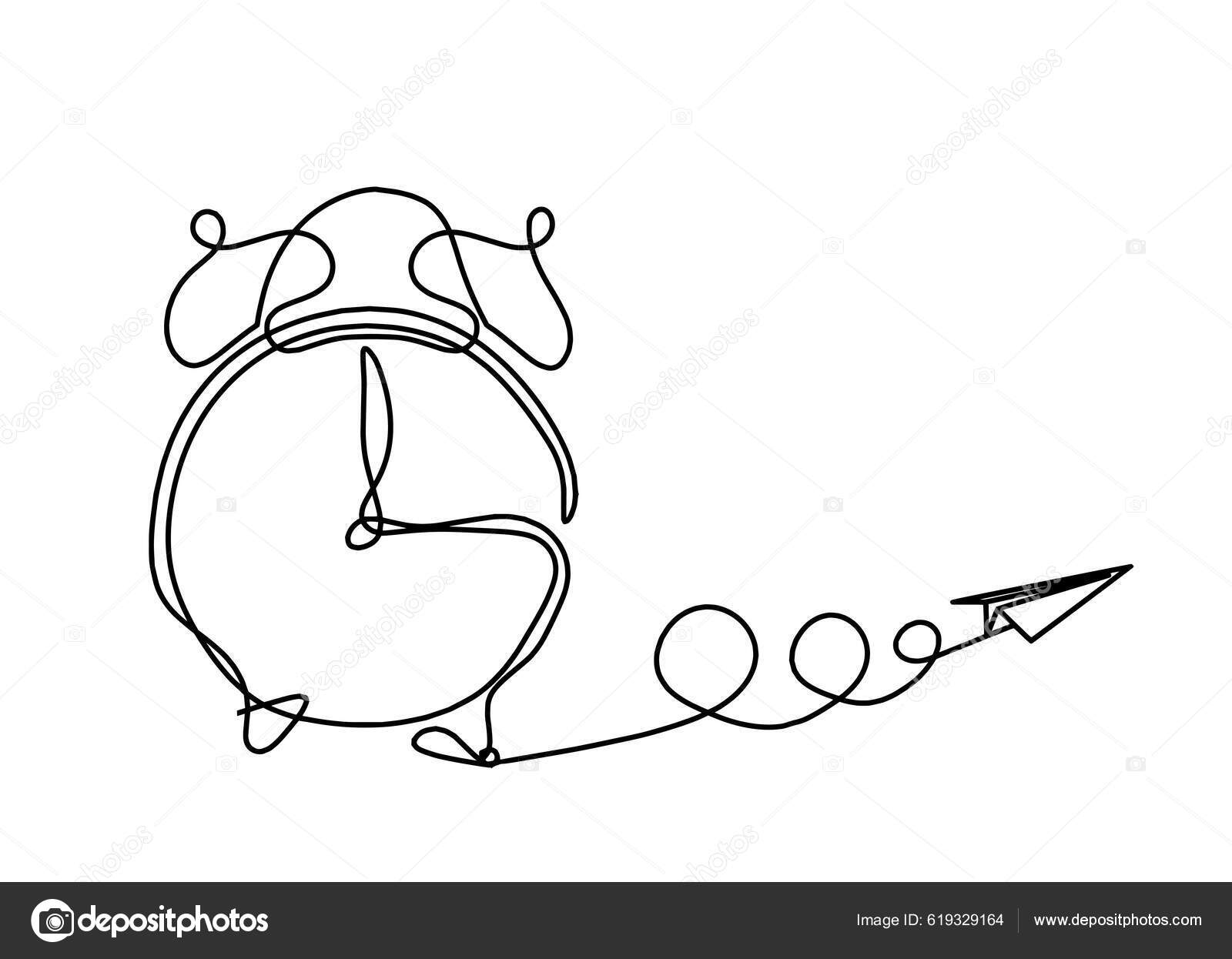 Reloj Abstracto Con Plano Papel Como Dibujo Línea Sobre Fondo Vector de ...