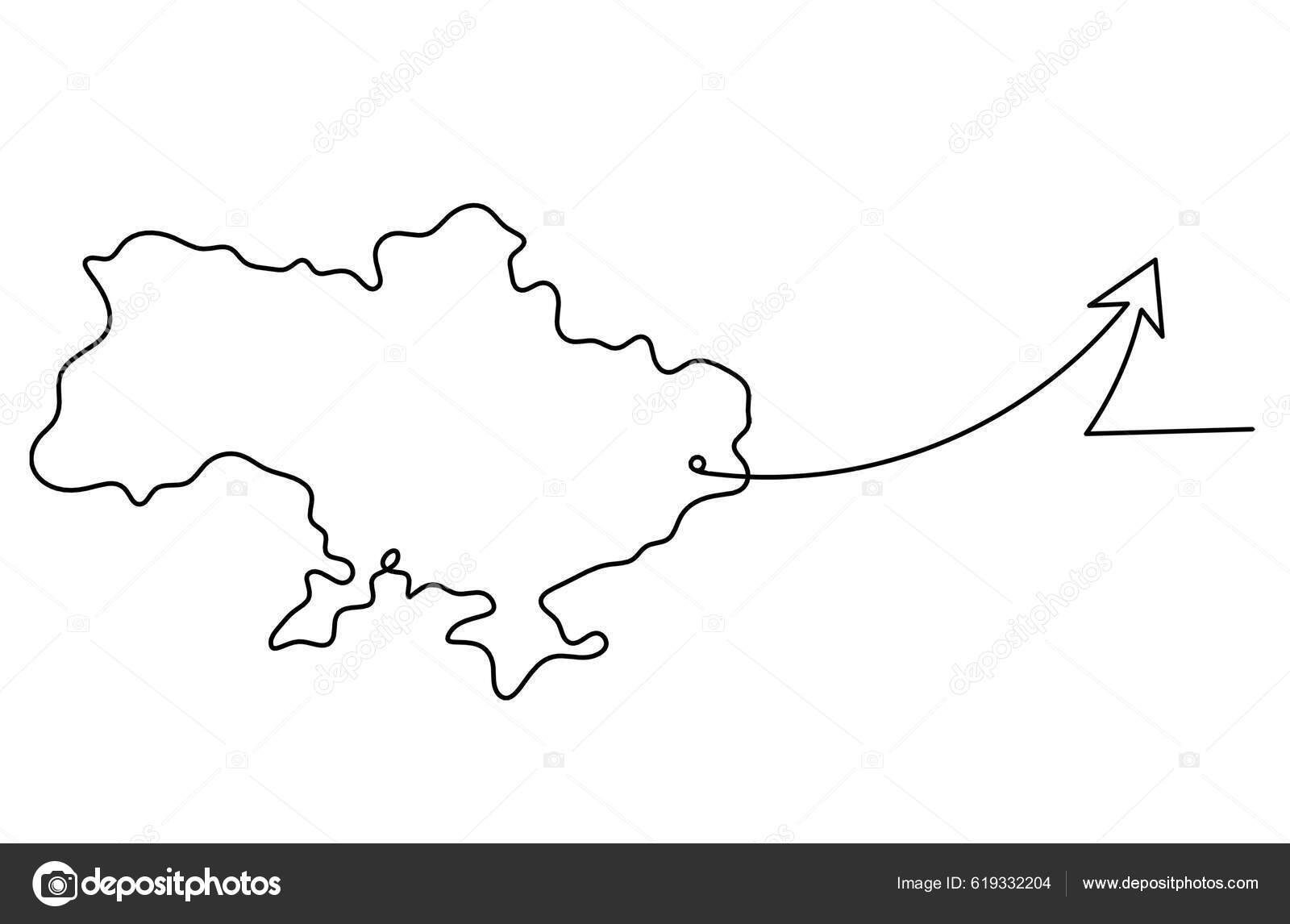 Map Ukraine Direction Line Drawing White Background Stock Vector Image ...