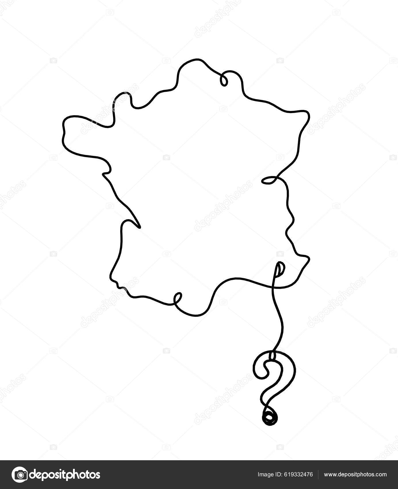 Map France Algeria Question Mark Line Drawing White Background Stock ...