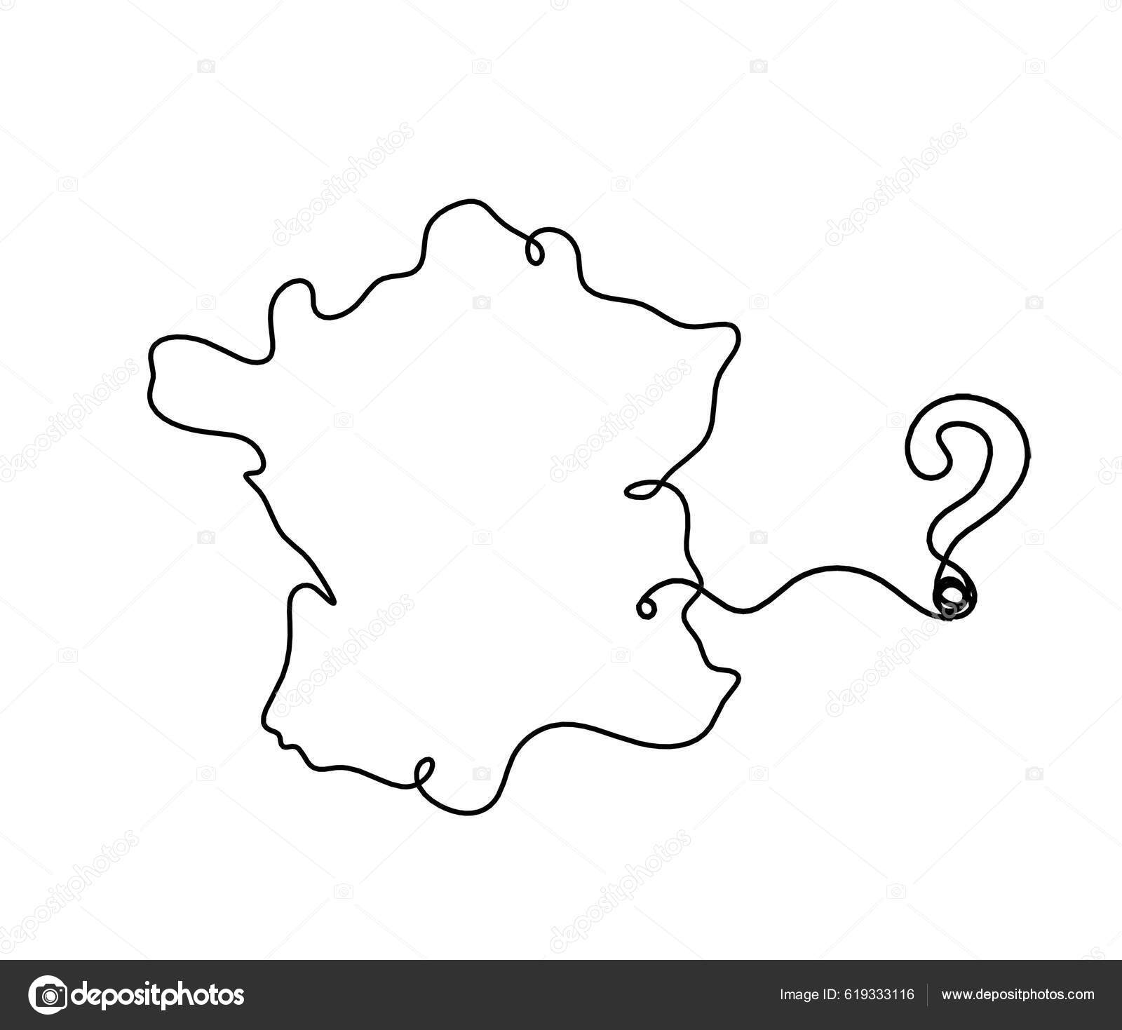 Carte France Algérie Avec Point D'interrogation Comme Dessin Trait Sur ...