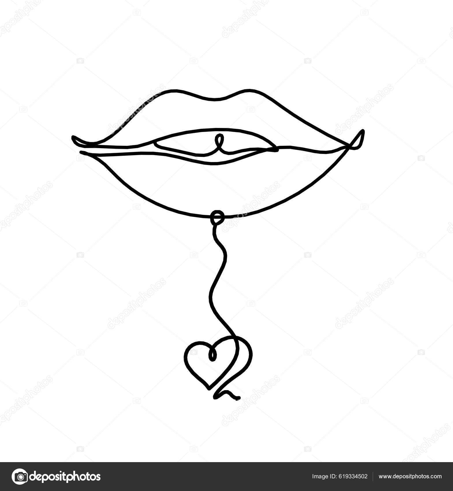 Woman Lips Heart Line Drawing Picture White Stock Vector by ©sun_tiger ...