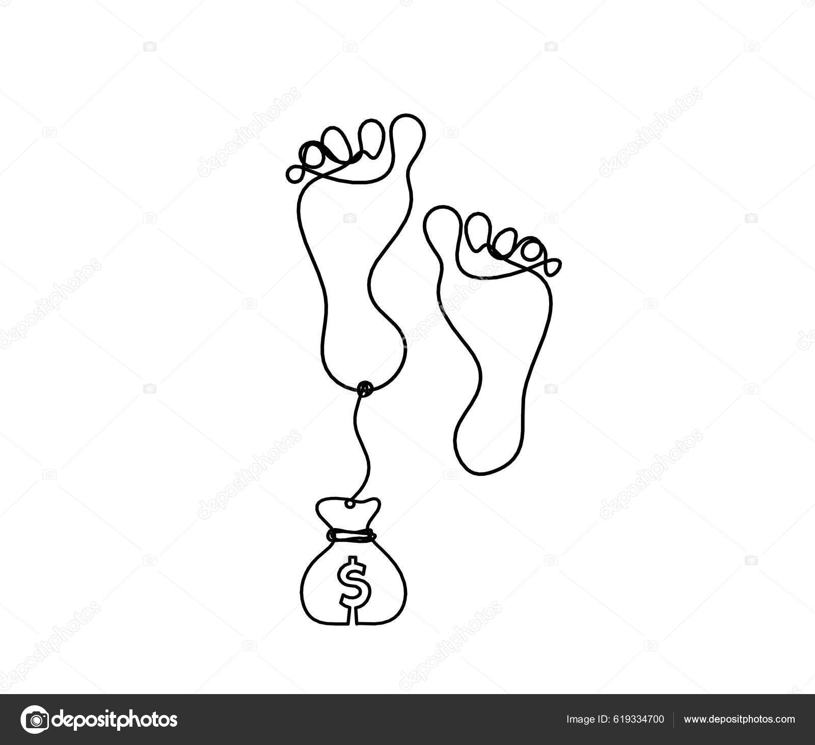 Silhouette Abstract Foot Dollar Line Drawing White Stock Vector by ©sun ...