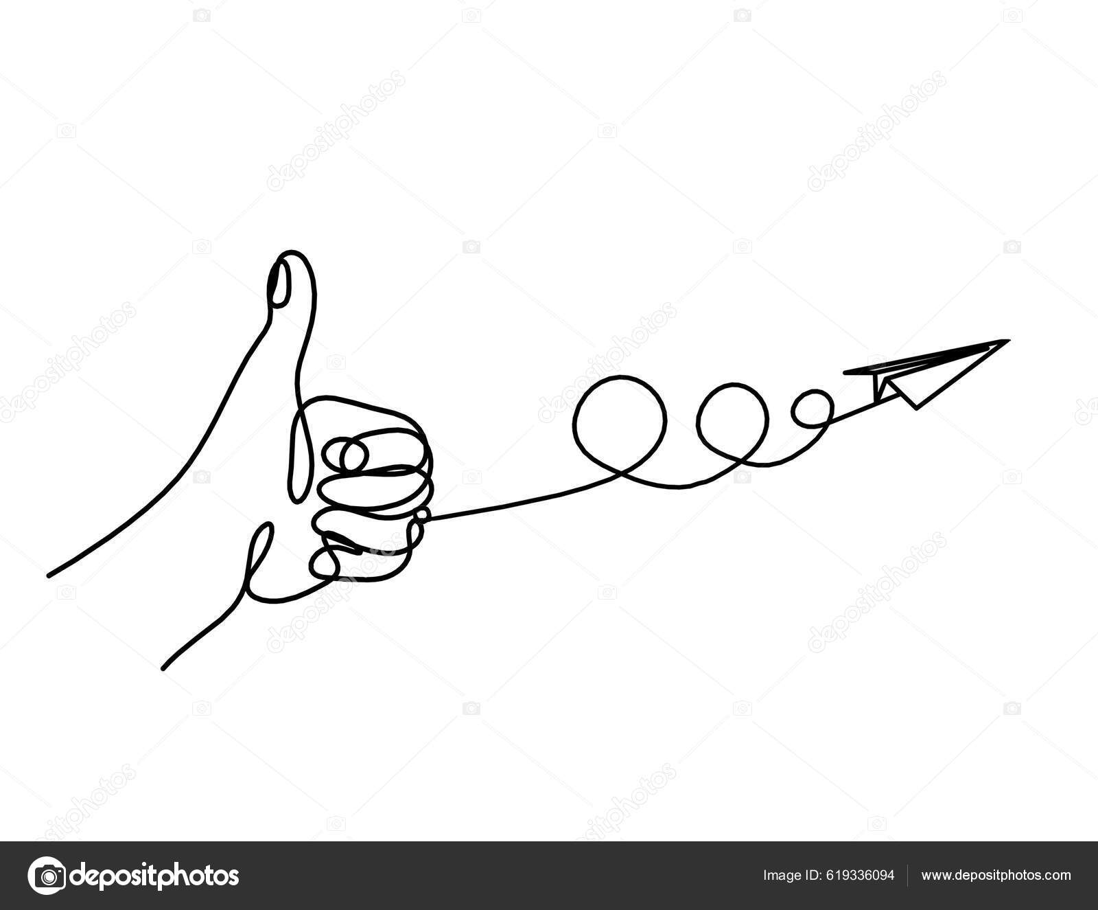 Abstract Hand Paper Plane Line Drawing White Background Stock Vector by ...