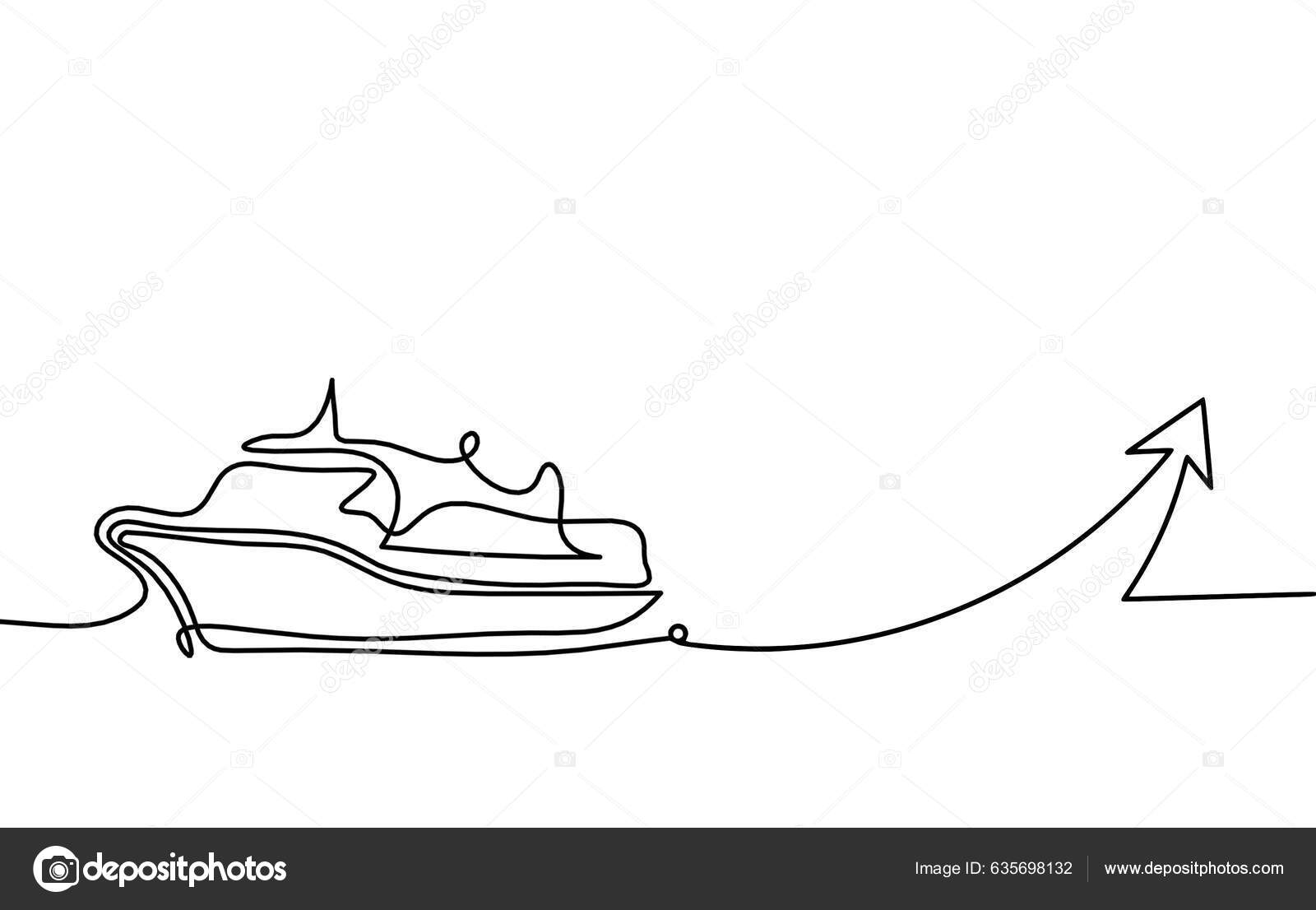 Abstract Boat Direction Line Drawing White Background Stock Vector by ...