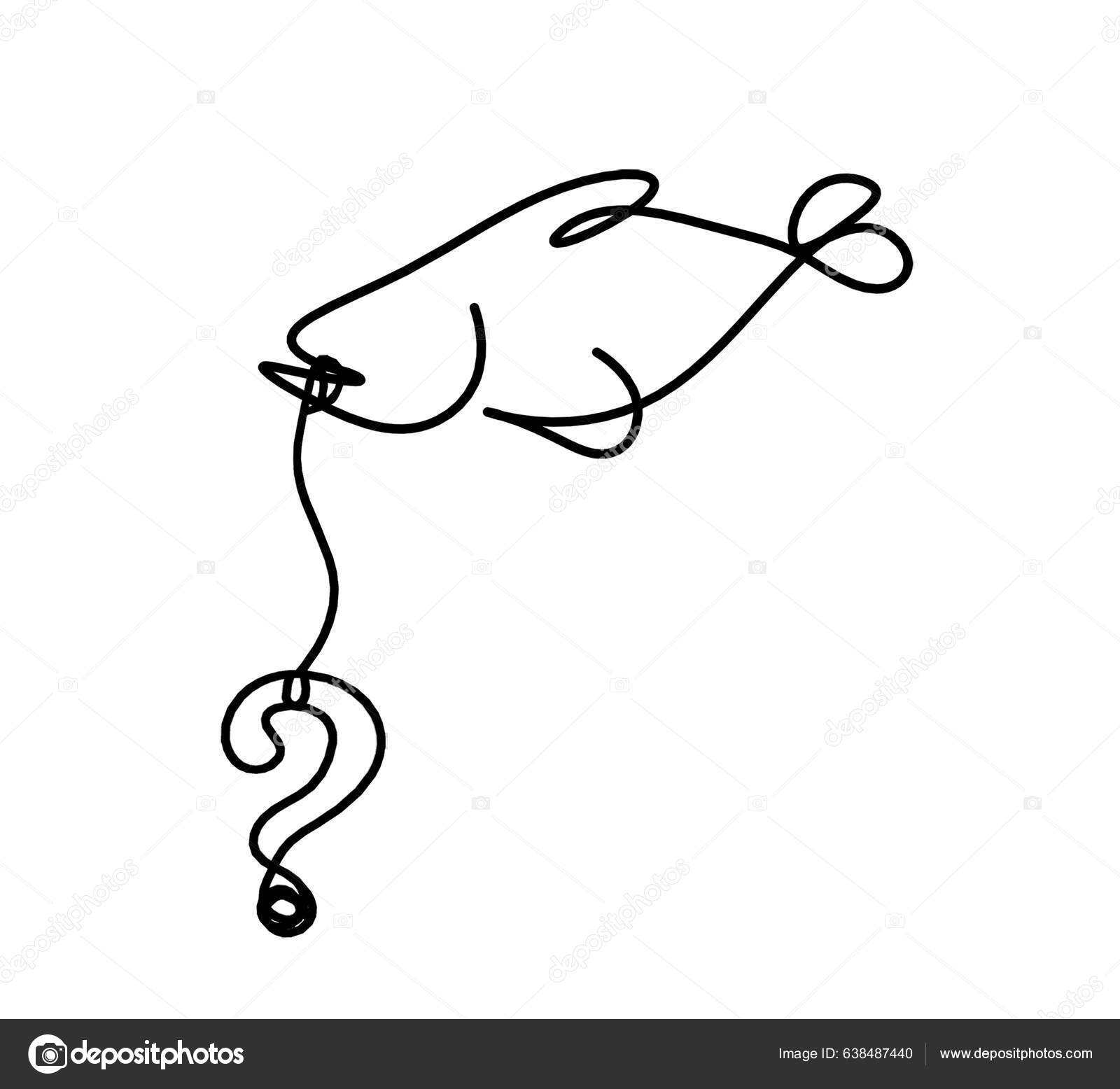 배경에 선으로 그려진 물고기와 물음표의 실루엣 스톡 벡터 - ©sun_tiger 638487440