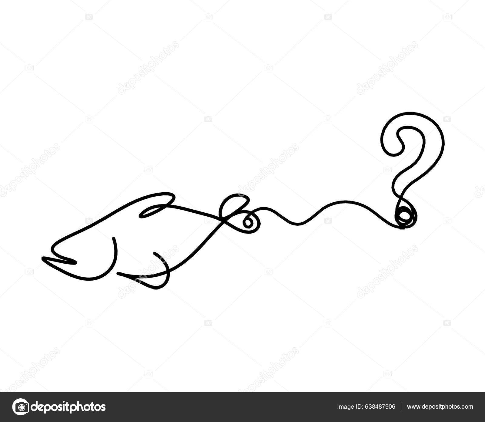 Silhouette Fish Question Mark Line Drawing White Background Stock ...