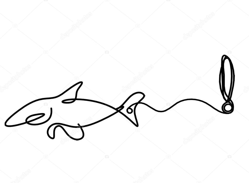 Vettoriale stockSilhouette Fish Exclamation Mark Line Drawing White ...