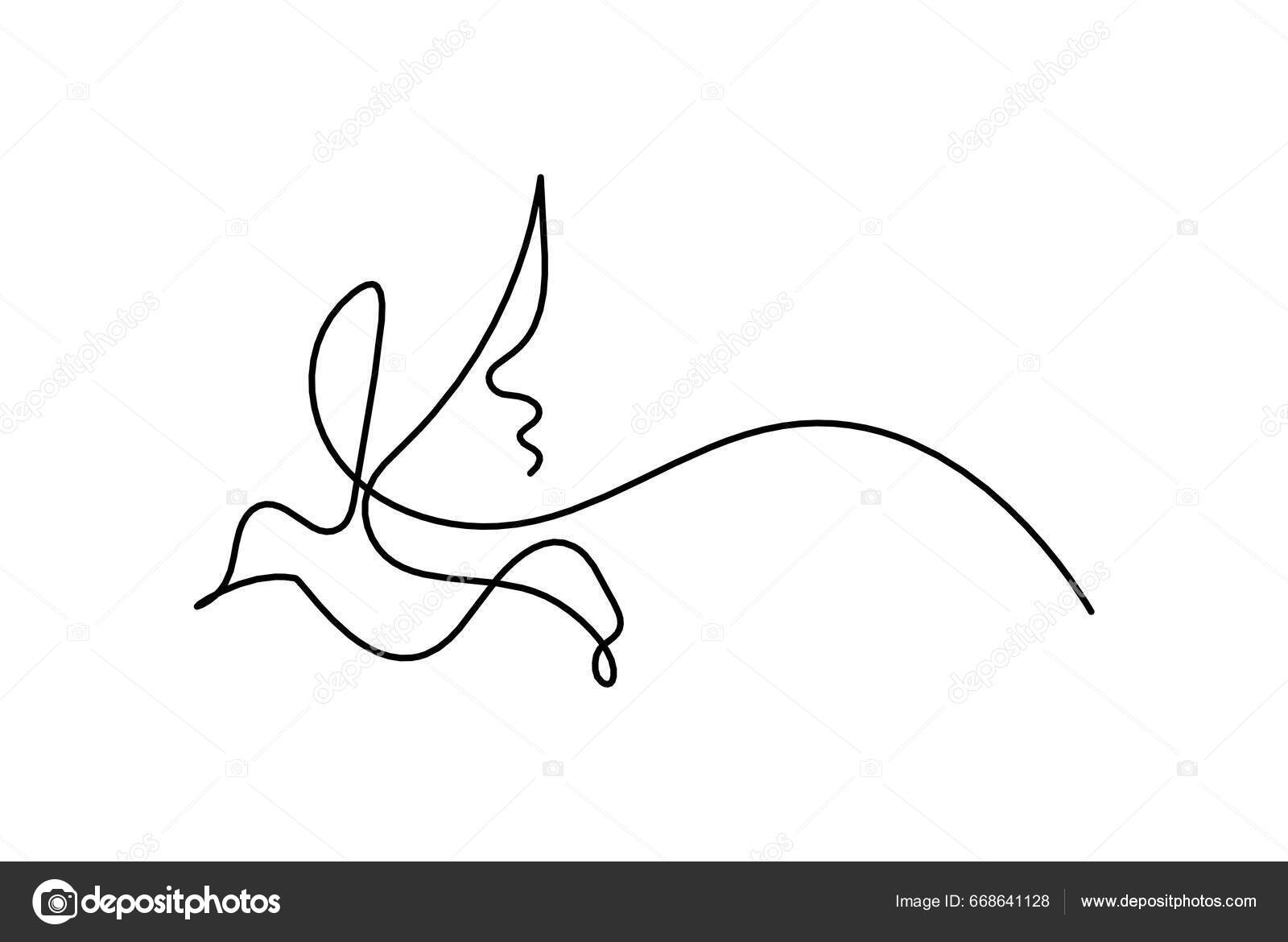 Abstract Flying Bird Drawing