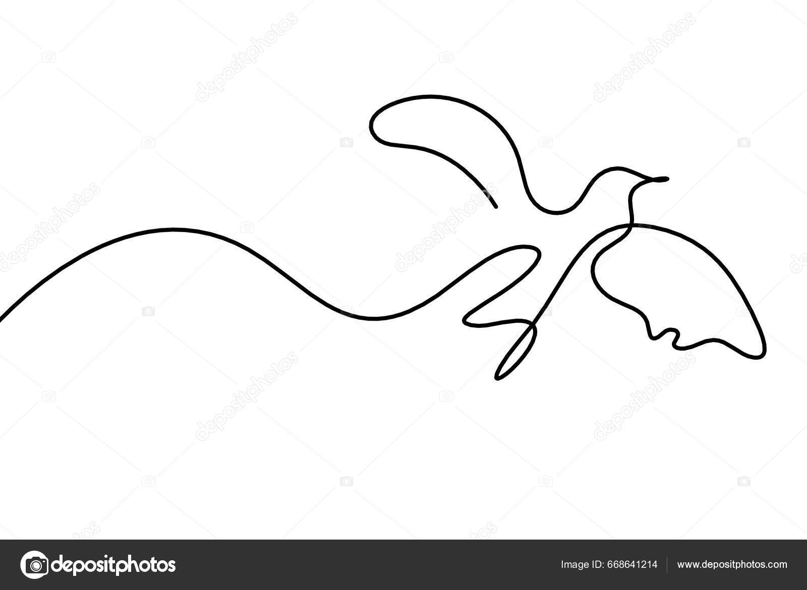 Abstract Flying Bird Drawing