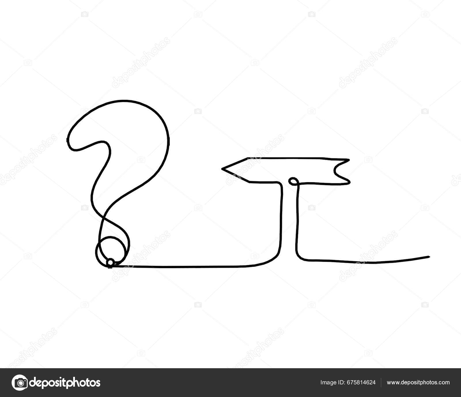 Abstract Question Mark Direction Continuous Lines Drawing White ...